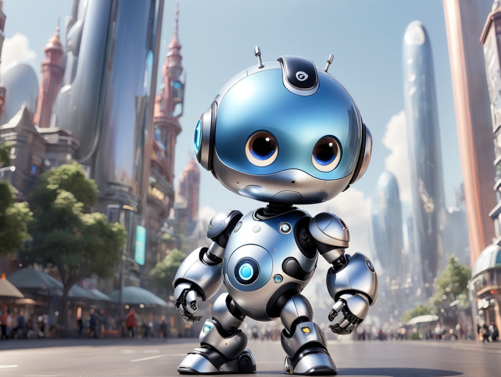 Premium Free ai Images | Futuristic Robot in Urban Landscape