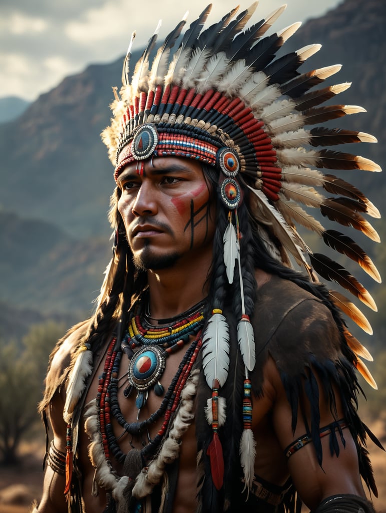 Premium Free ai Images | beautiful apache headdress