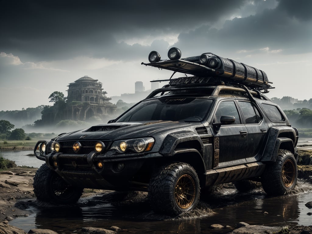 Premium Free ai Images | concept apocalyptic future car ciborg black ...