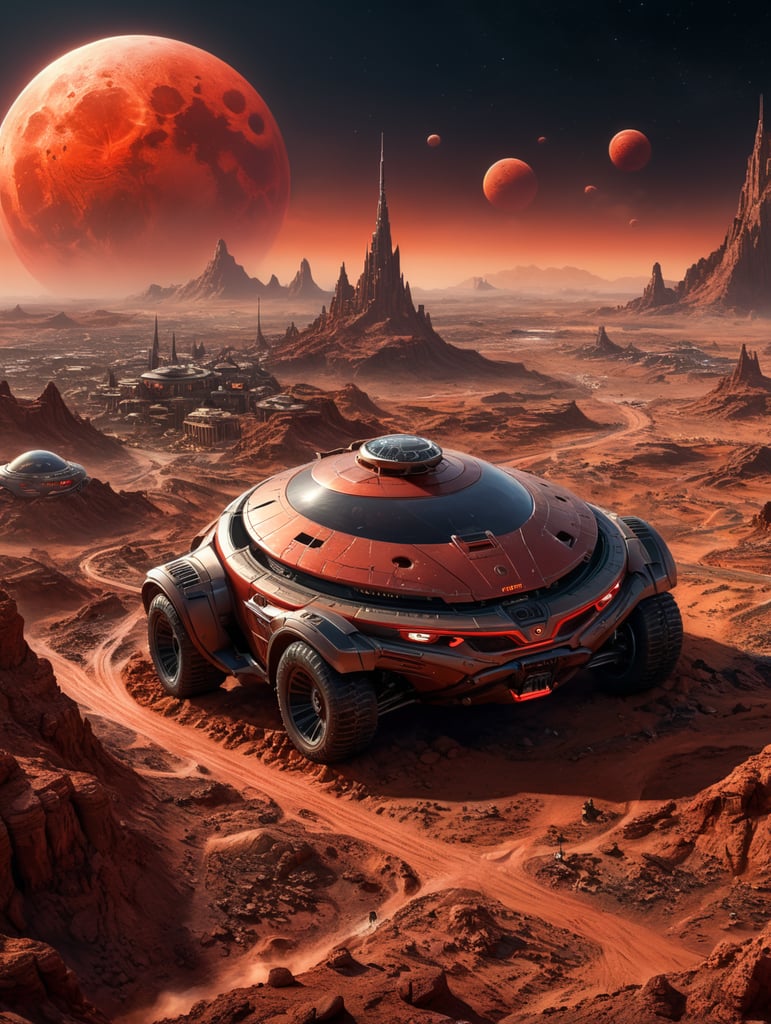Premium Free ai Images | alien city on planet mars flying cars setting ...
