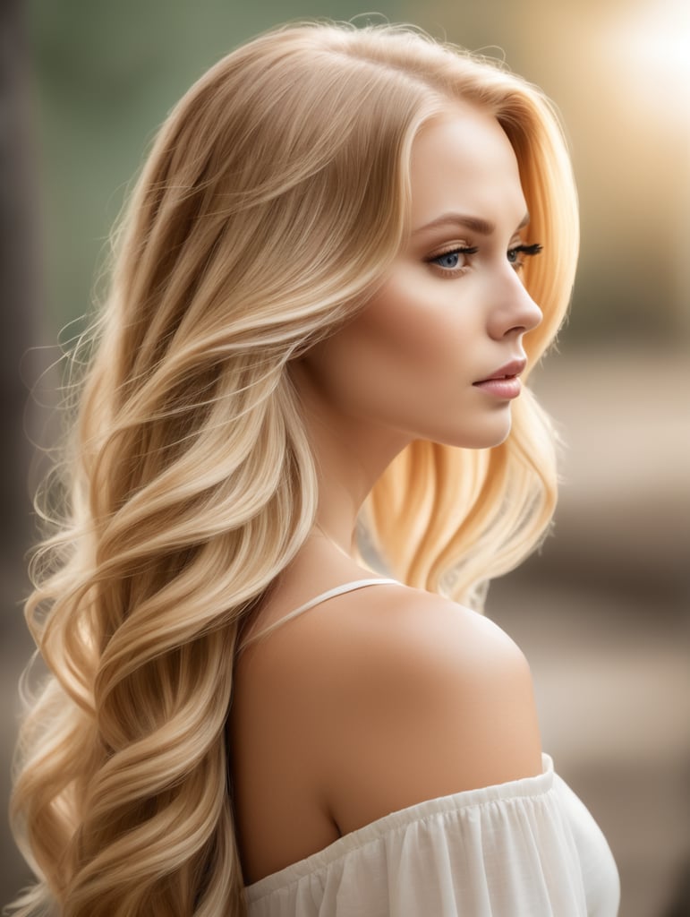 Premium Free ai Images | blond long hair beautiful skin