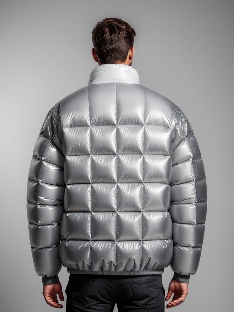 Premium Free ai Images | inflatable white minimalist mans puffer jacket ...