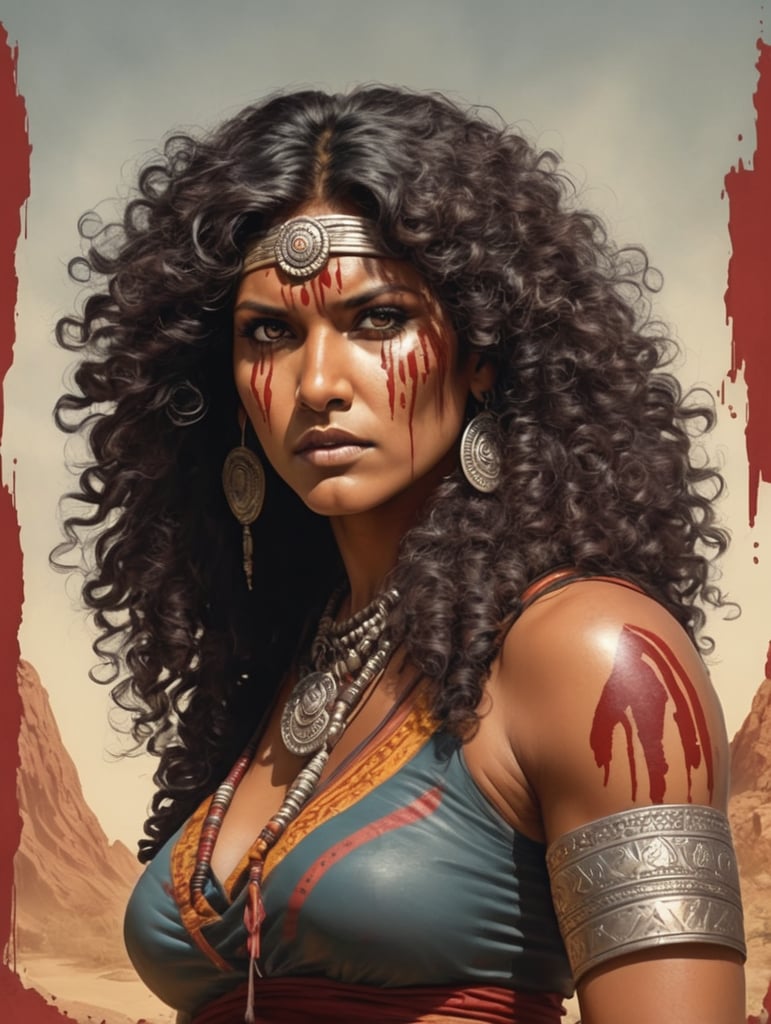 Premium Free ai Images | comic book curly hair indian tribe female ...