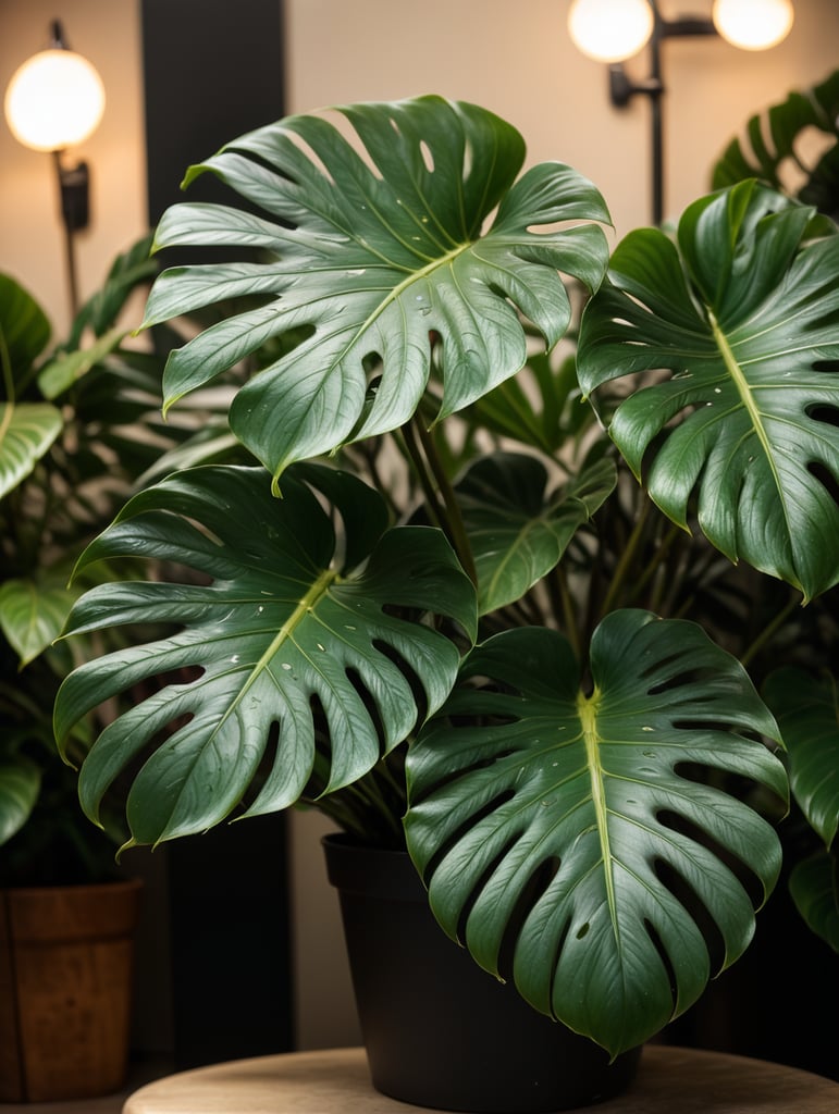 Premium Free ai Images | monstera plant booth