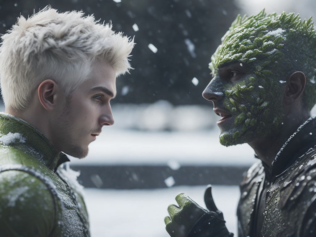 Premium Free ai Images | jack frost and green man facing each other ...