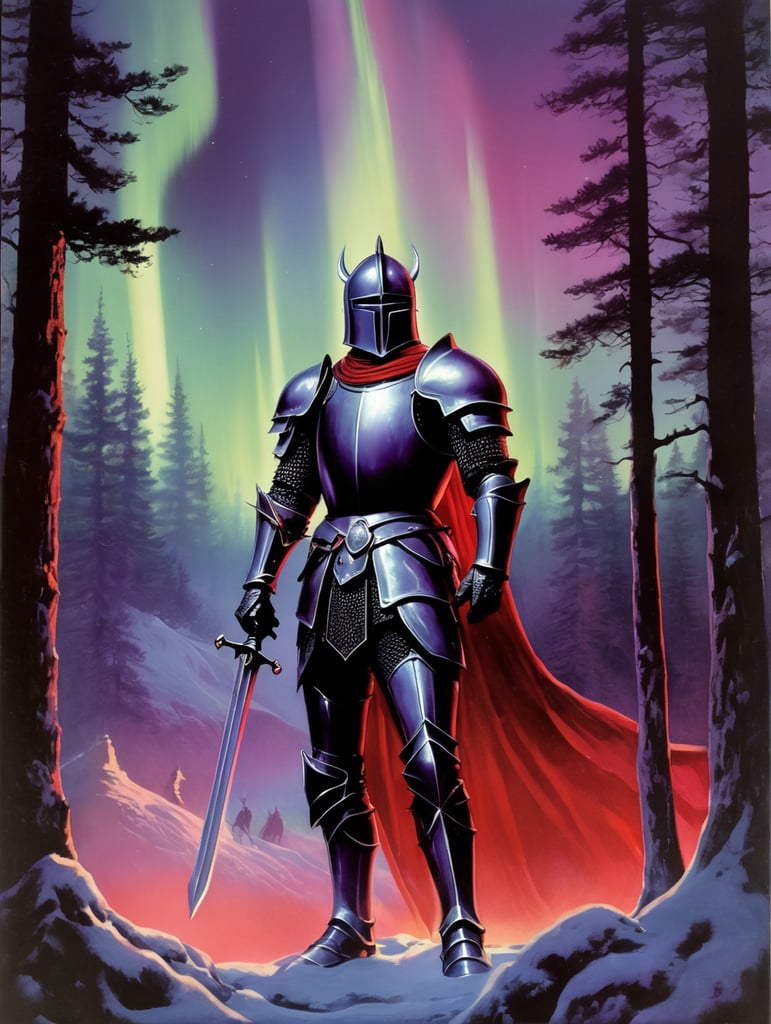 Premium Free ai Images | The Knight's Mystical Northern Lights Quest