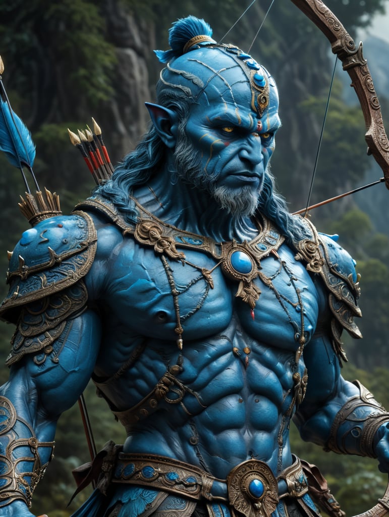 Premium Free ai Images | blue human rama with bow