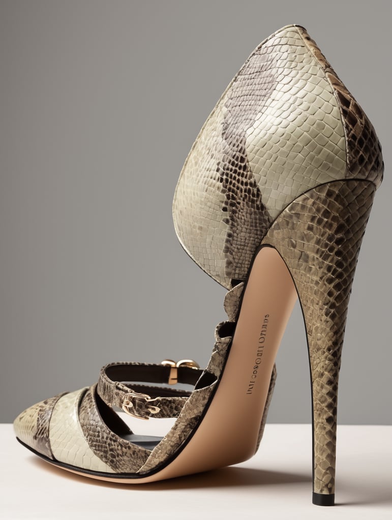 Premium Free ai Images | high heeled shoe made from snake leather