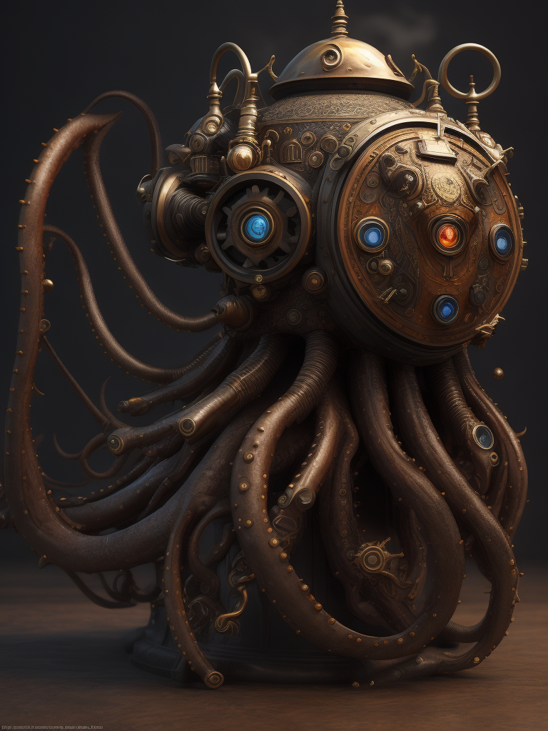 Premium Free ai Images | octopus steampunk machine