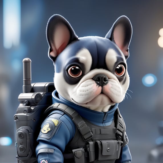 Premium Free ai Images | french bulldog wearing tactical outfit from ...