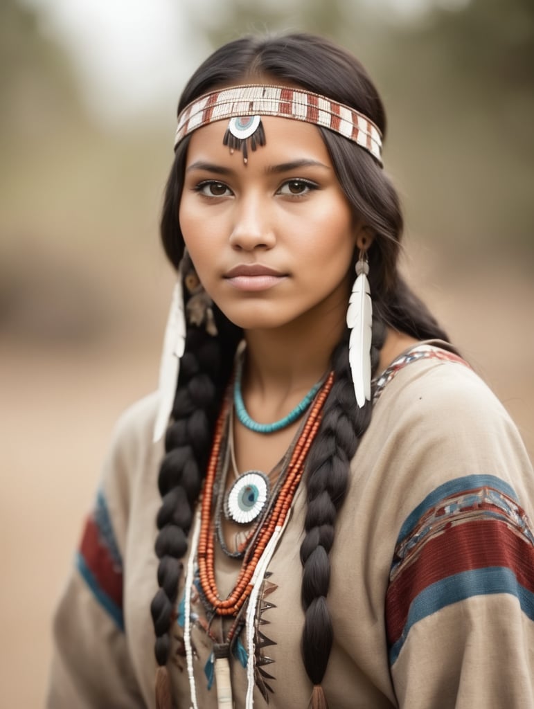 Premium Free ai Images | beautiful native america young woman