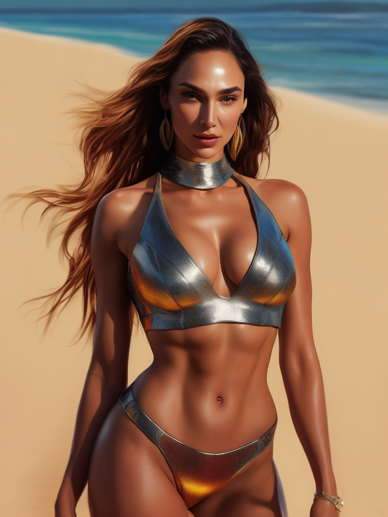 Premium Free ai Images | portrait of gal gadot swimsuit bright and saturated colors elegant ...