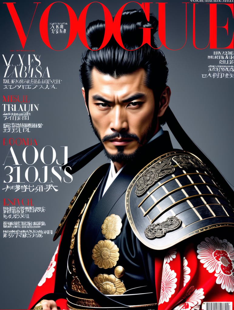 Premium Free ai Images | japanese samurai on the cover of vogue