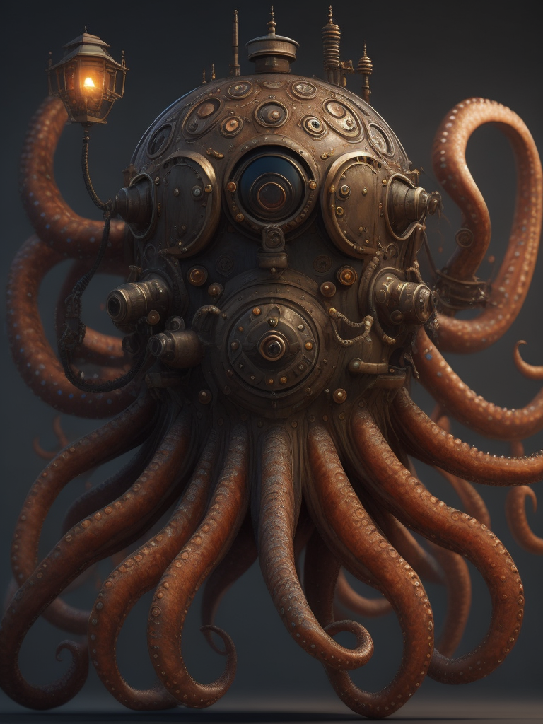 Premium Free ai Images | octopus steampunk machine