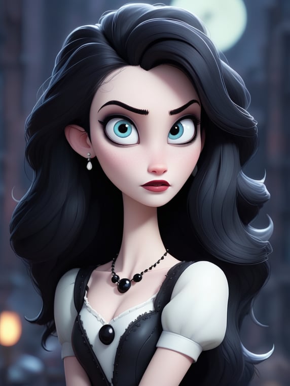 Premium Free ai Images | white pale vampire woman with black dark hair ...