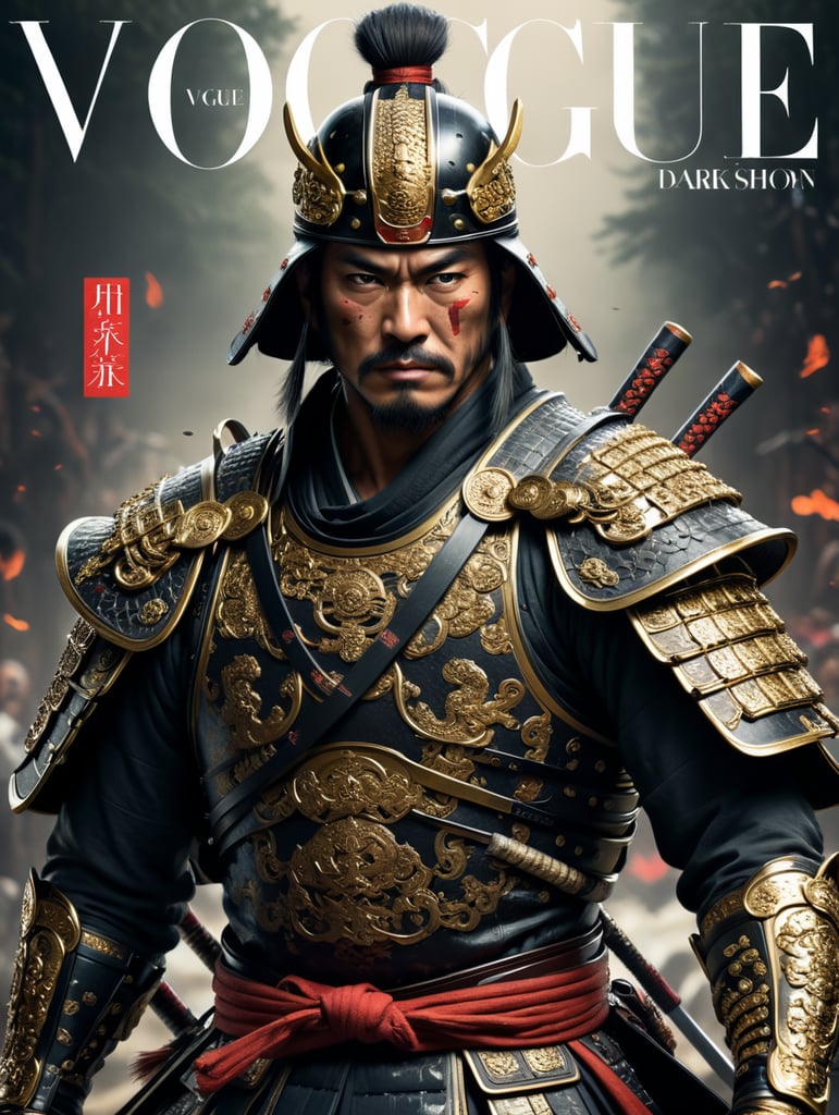 Premium Free ai Images | japanese samurai on the cover of vogue