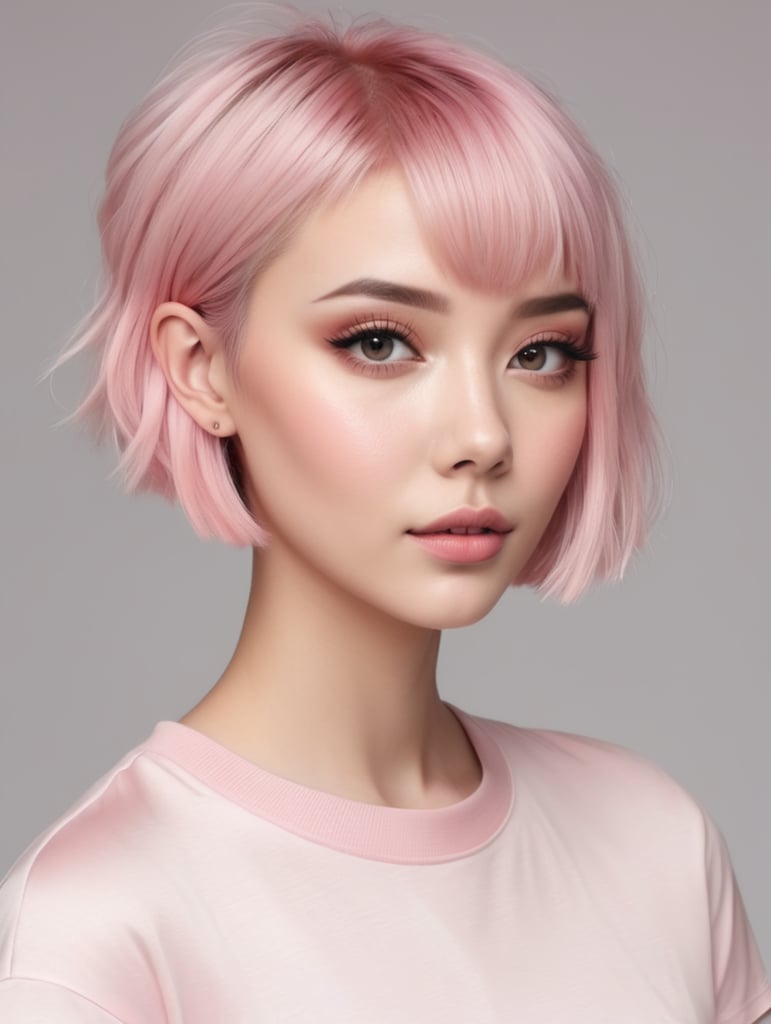 Premium Free ai Images | short girl with pink skin and short pink hair