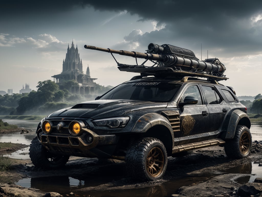 Premium Free ai Images | concept apocalyptic future car ciborg black ...