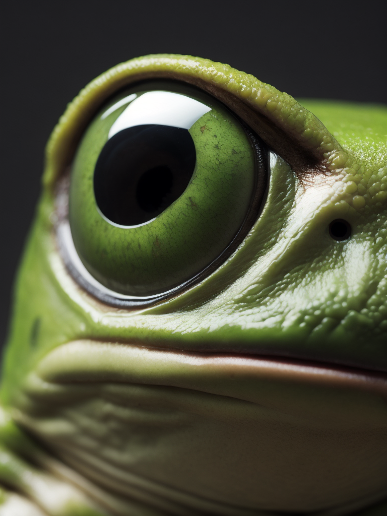 Premium Free ai Images | close up of green frogs eye macro