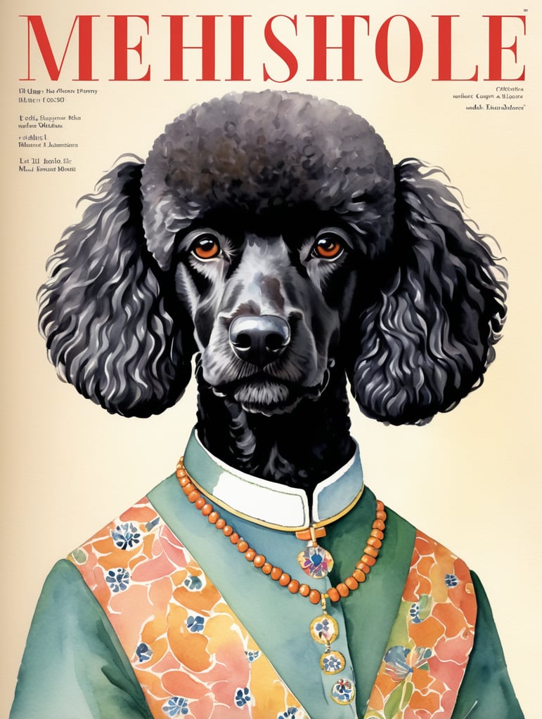Premium Free ai Images | Stylish Poodle on Artist's Magazine Cover
