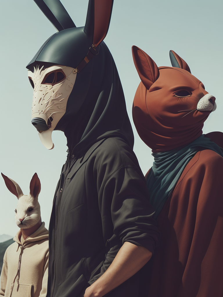 Premium Free ai Images | Dual-Masked World: A Vibrant Pictorial