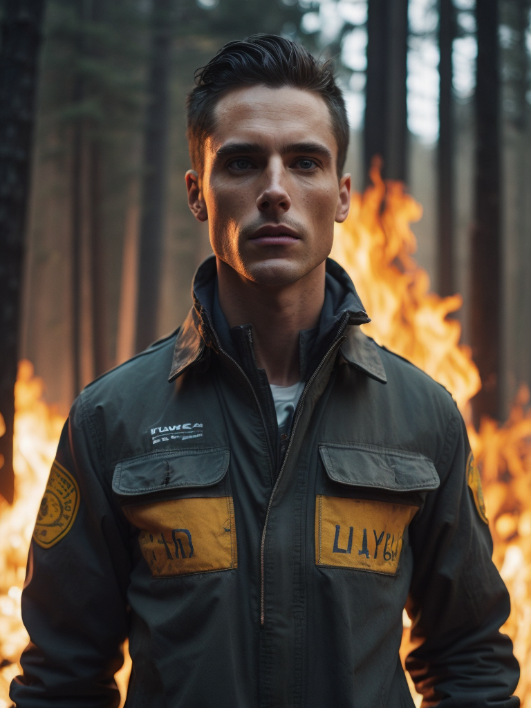 Premium Free ai Images | epic portrait of firefighter close up forest ...