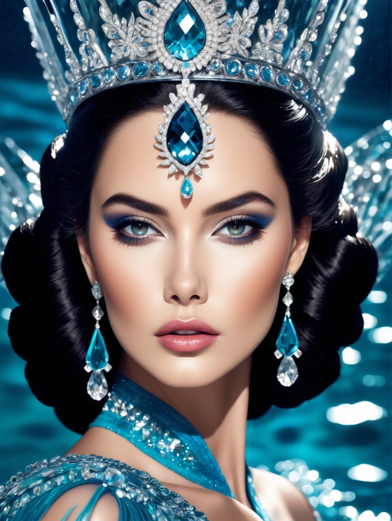 Premium Free ai Images | beautiful water queen fashion portrait for vogue