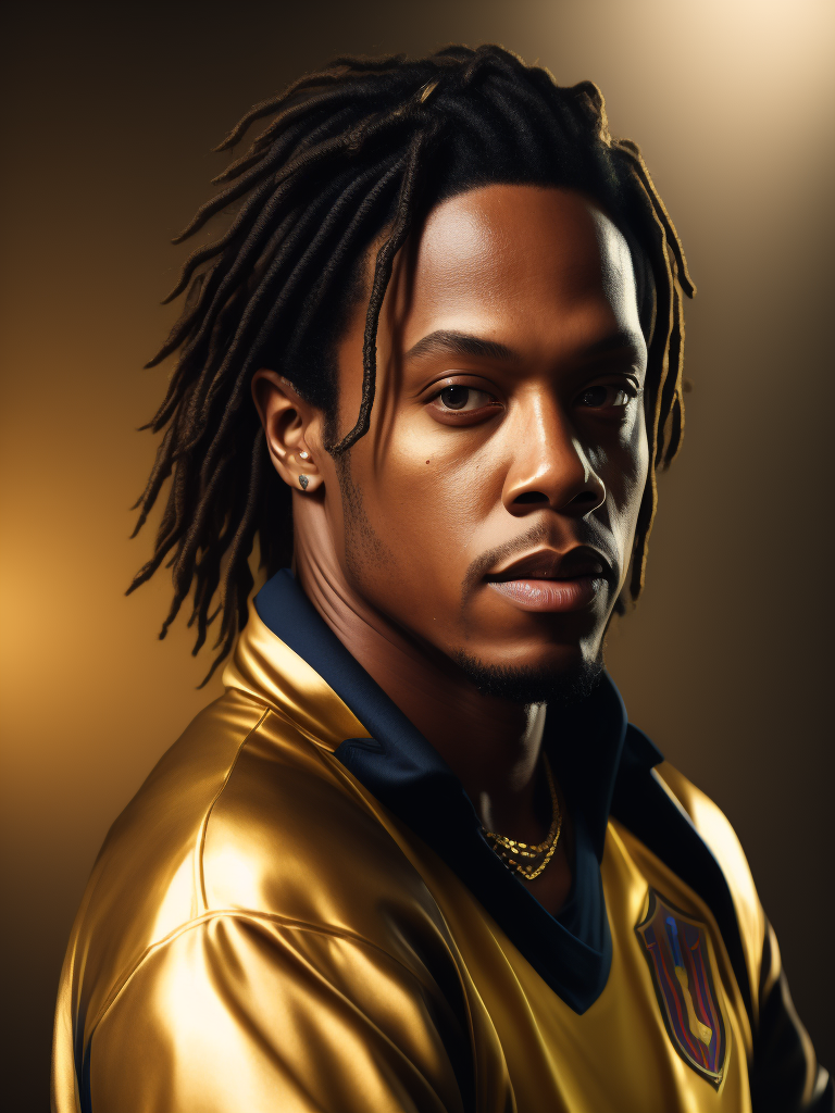 Premium Free ai Images | ronaldinhos portrait in golden football ...