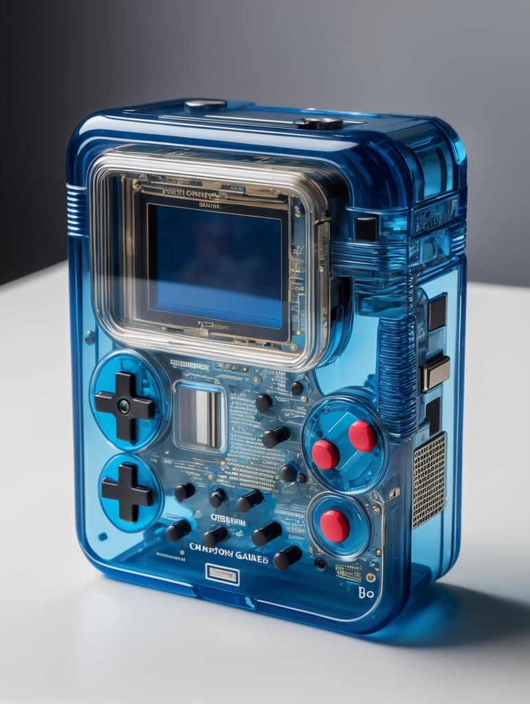 Premium Free ai Images | see through blue translucent game boy designed ...