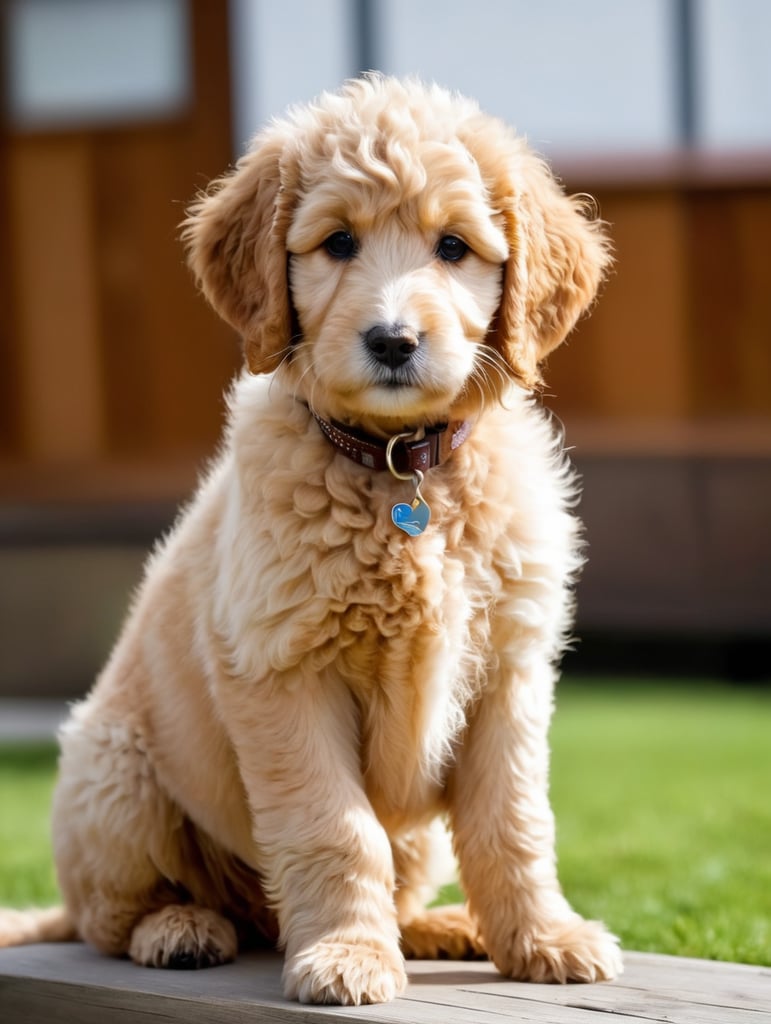 Premium Free ai Images | goldendoodle golden retriever combined with poodle