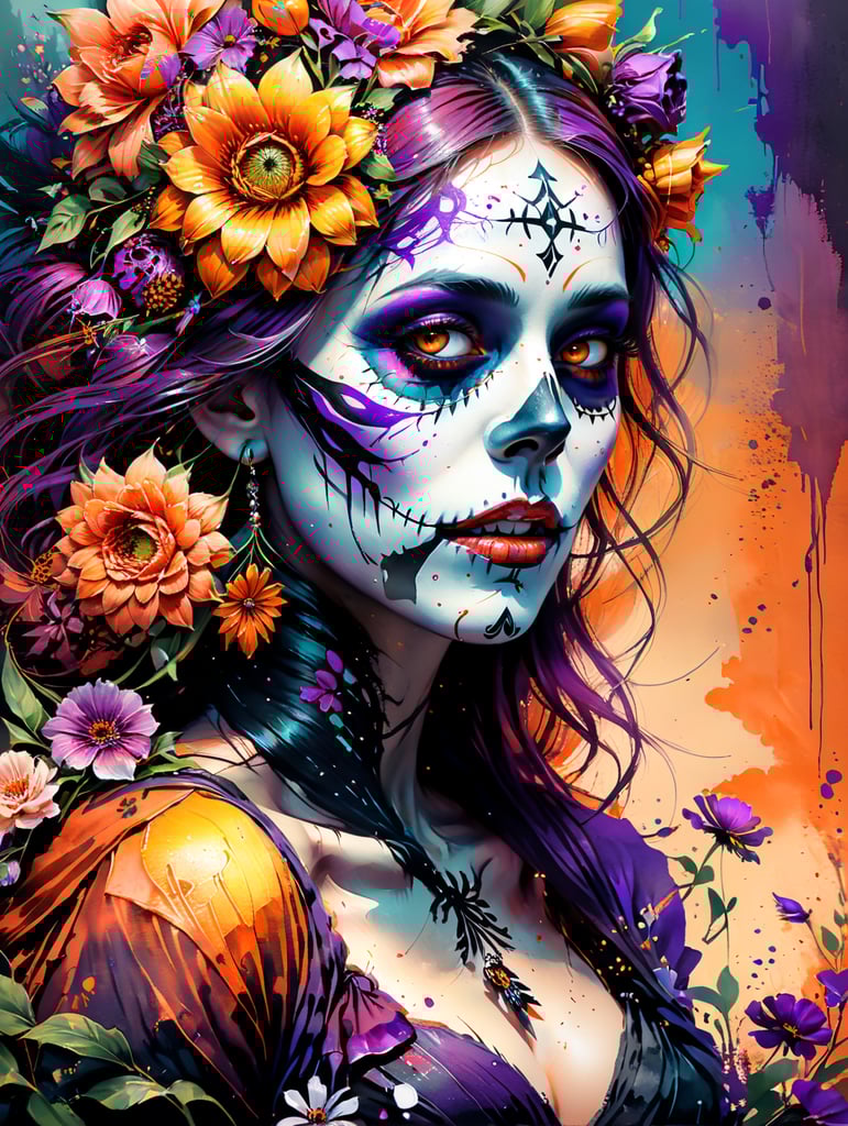 Premium Free ai Images | similar composition similar color catrina day ...