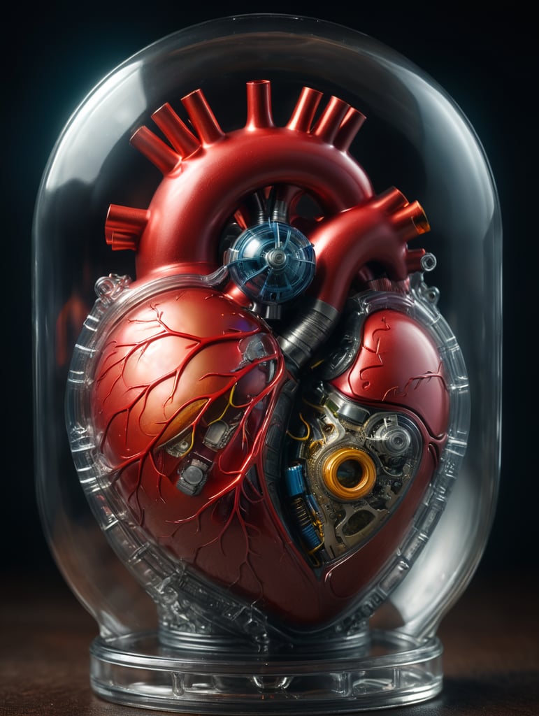 Premium Free ai Images | product shot of heart inside plastic capsule