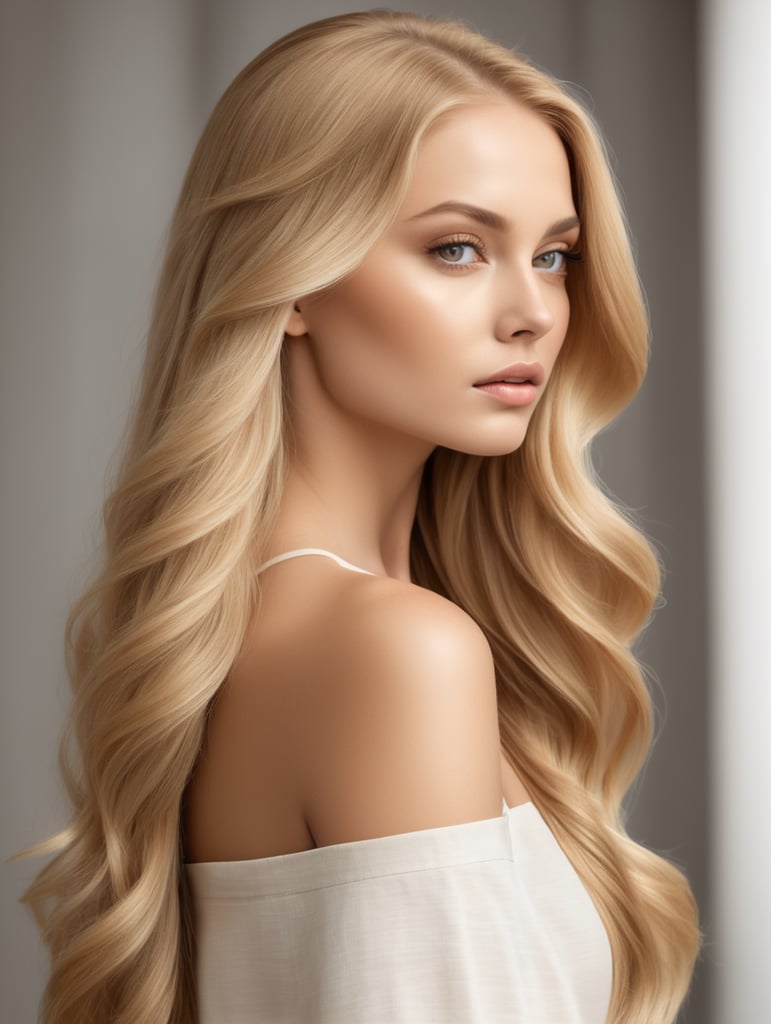 Premium Free ai Images | blond long hair beautiful skin