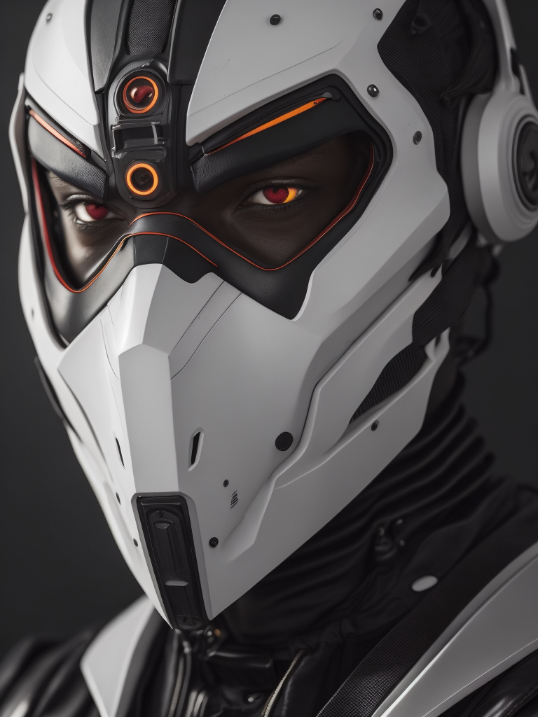 Premium Free ai Images | an android wear mask that is white with red ...