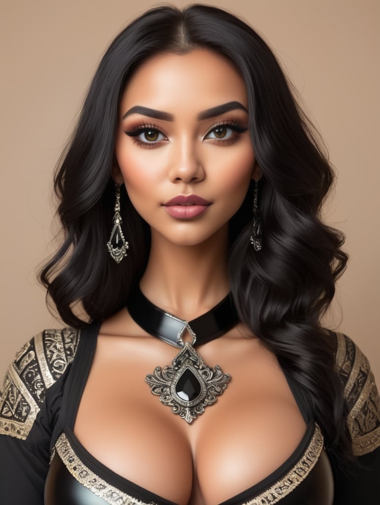 Premium Free ai Images | big cleavage selfie girl with black queen of spades mark on her cheek