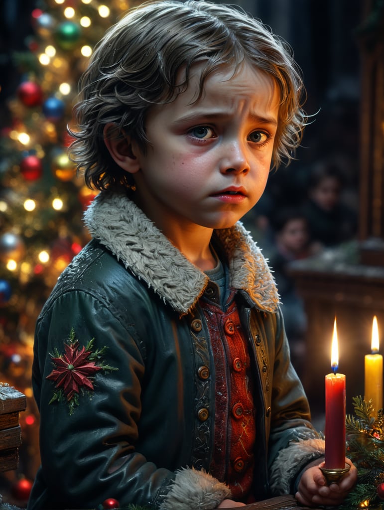 Premium Free ai Images | heartbroken child at christmass