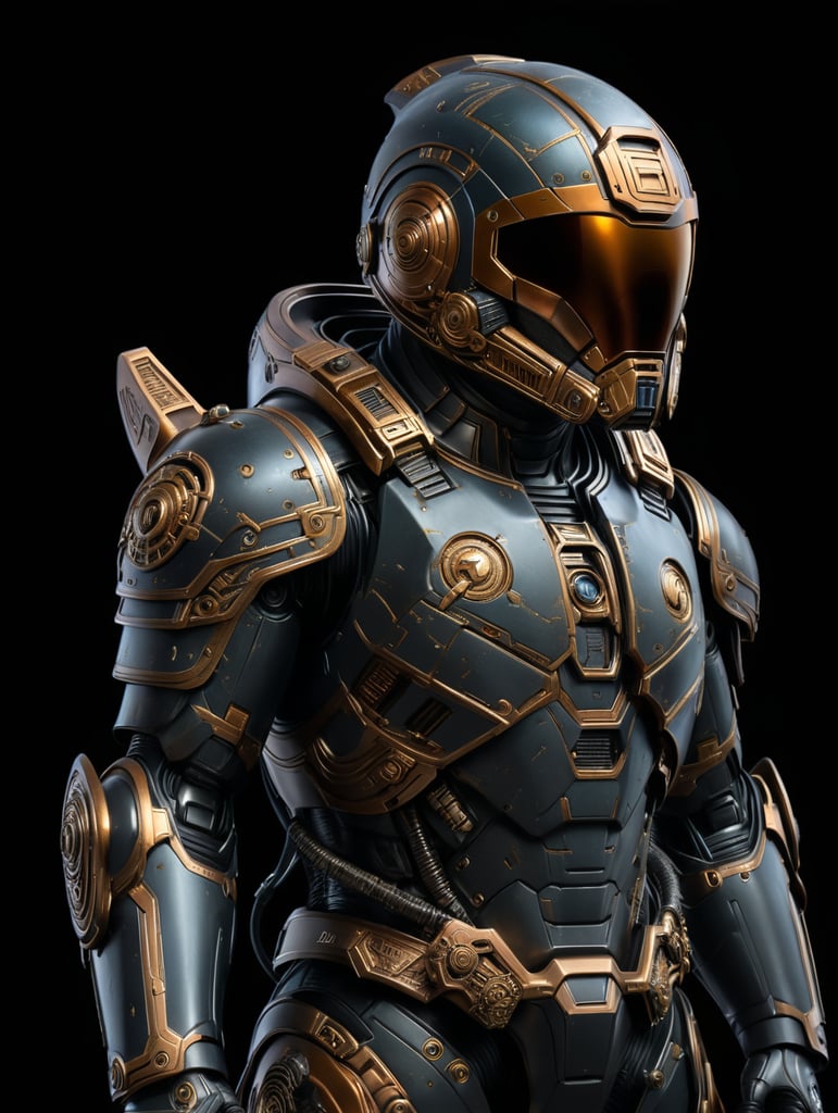 Premium Free ai Images | cyber space man with bronze color dark helmet ...