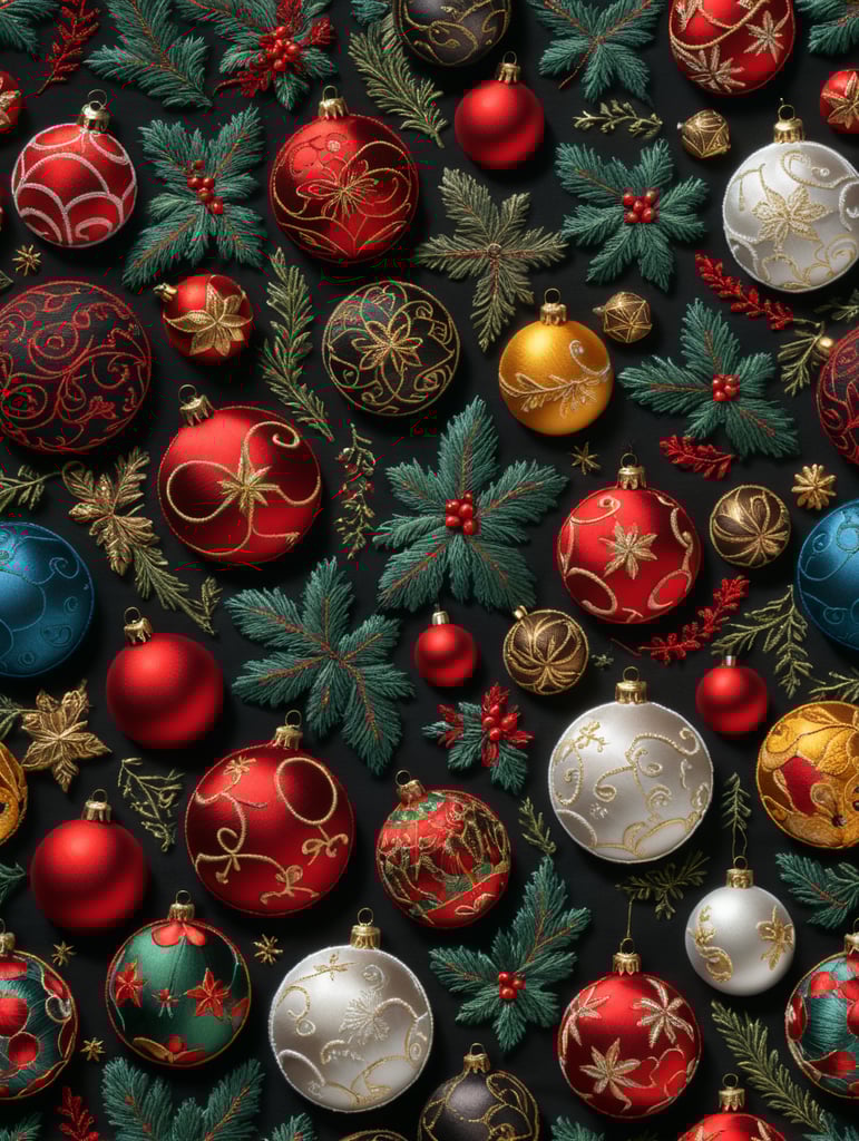 Premium Free ai Images | embroidery christmas seamless pattern
