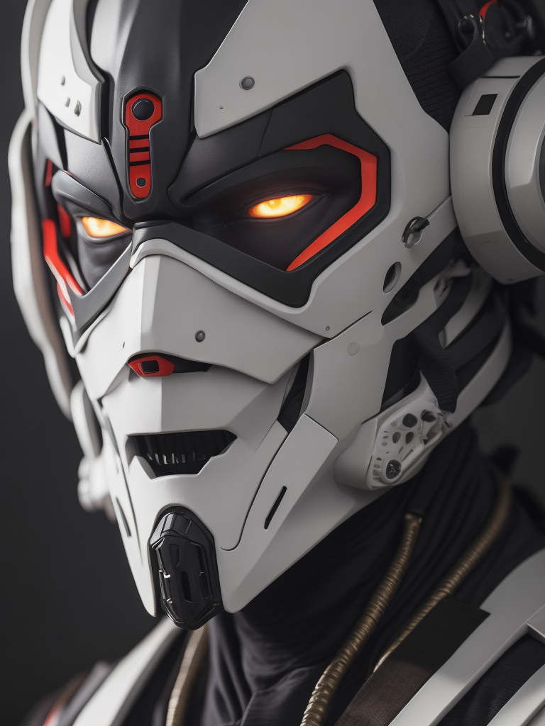 Premium Free ai Images | an android wear mask that is white with red ...