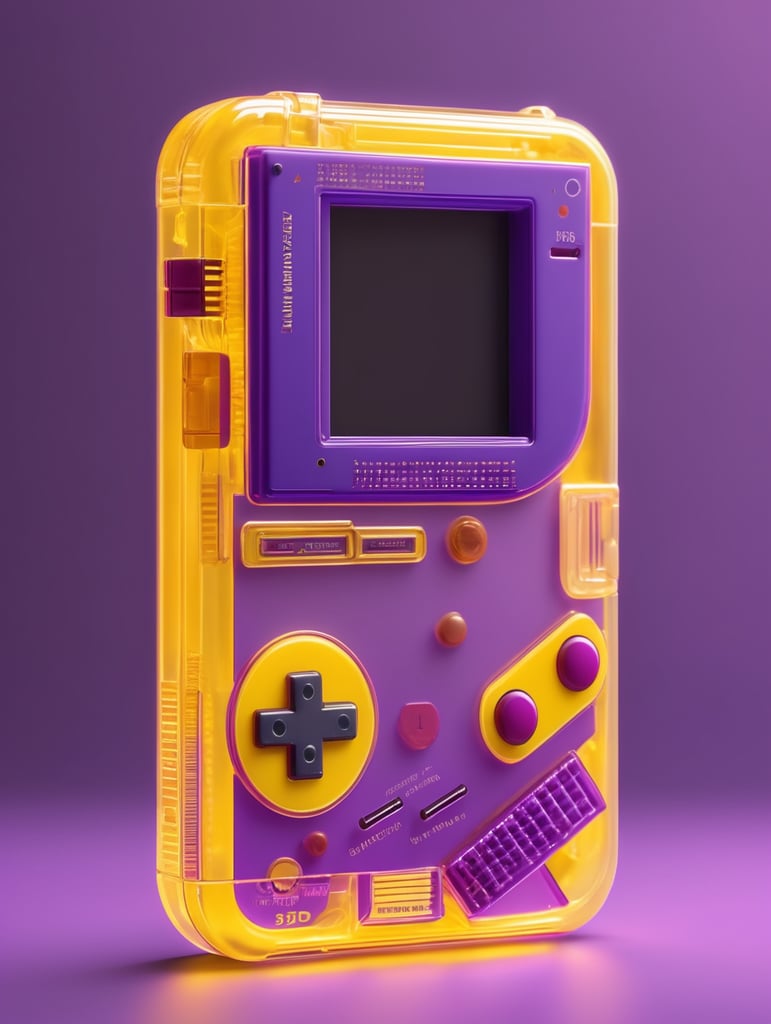 Premium Free ai Images | render retro tiny cute yellow game boy ...