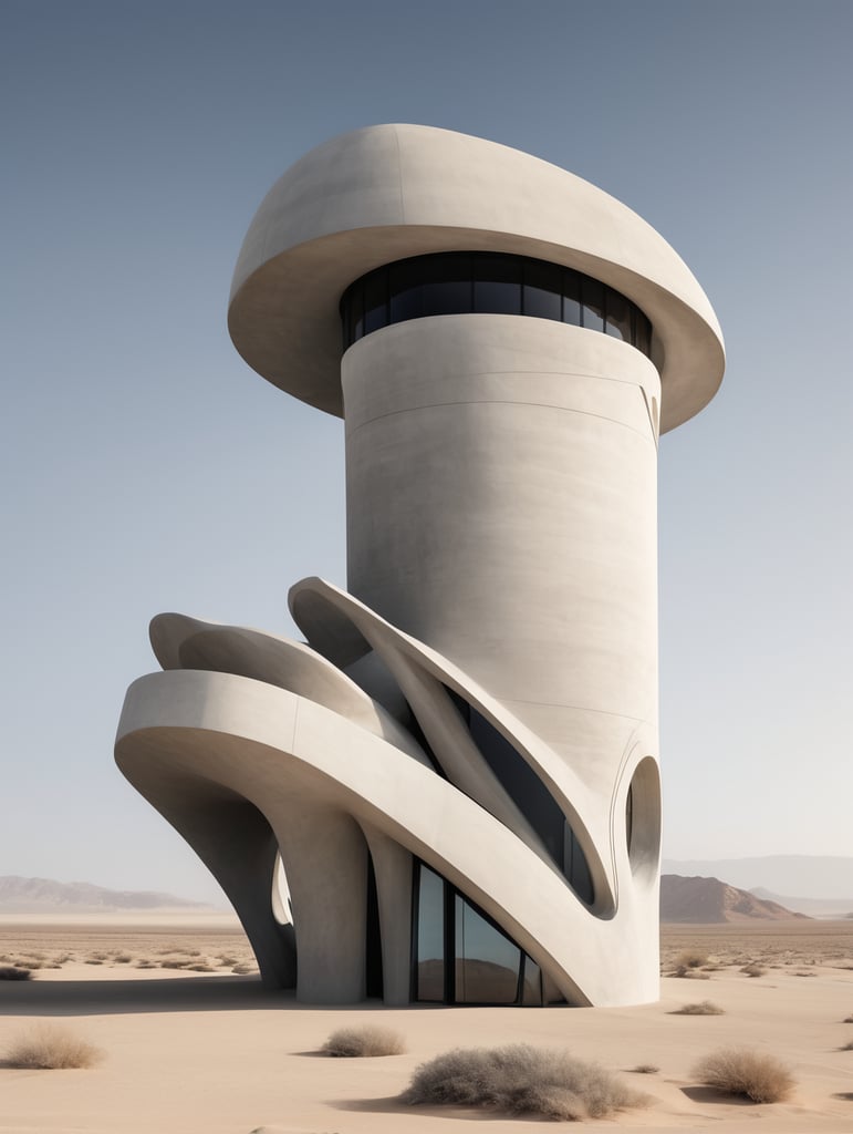 Premium Free ai Images | zaha hadid surrealist concrete lighthouse in ...
