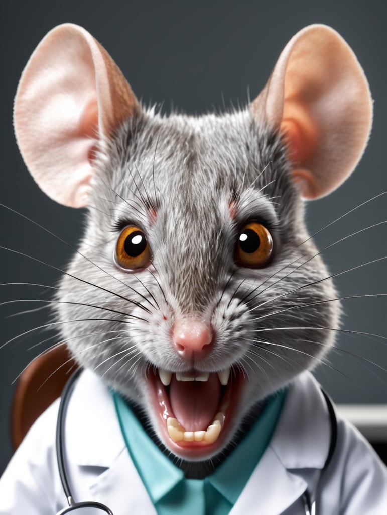 Premium Free ai Images | female grey mouse works as dentist and is angry