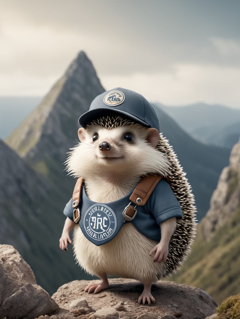 Premium Free ai Images | hedgehog standing on mountain wearing baseball ...