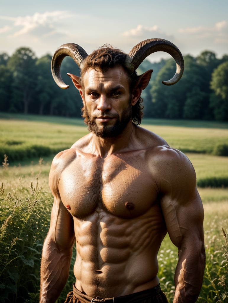 Premium Free ai Images | satyr stands in meadow