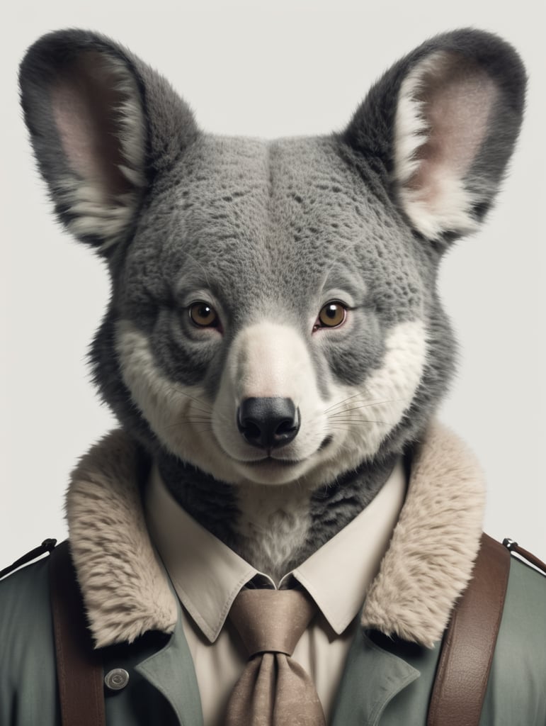Premium Free ai Images | animal character half koala half wolf
