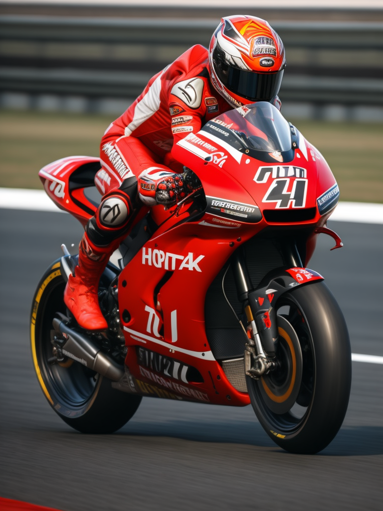 Premium Free ai Images | motogp racer on bike red colors on the ...