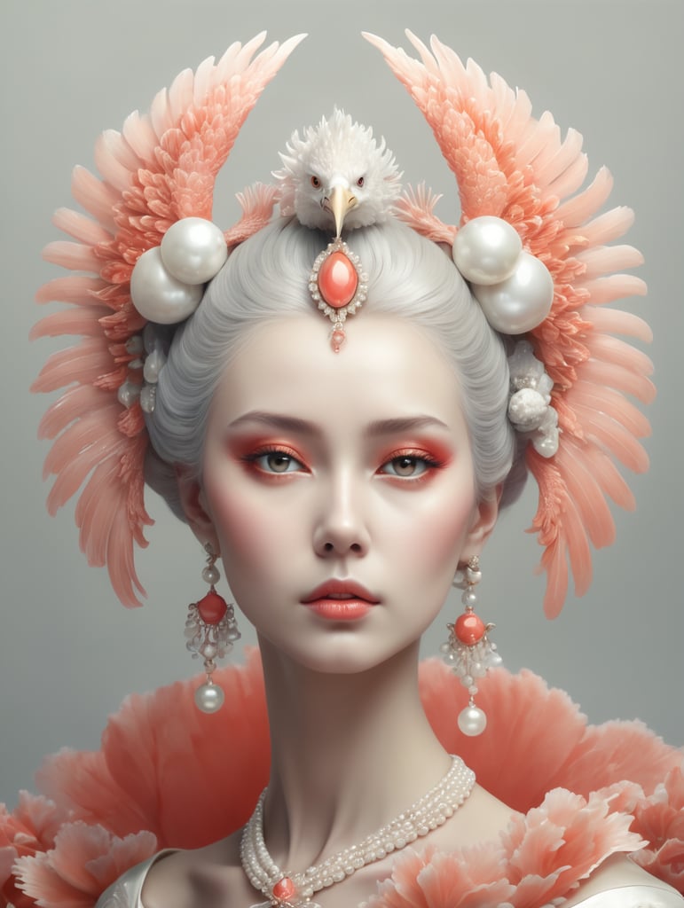 Premium Free ai Images | sea phoenix named pearl with coral on her head ...