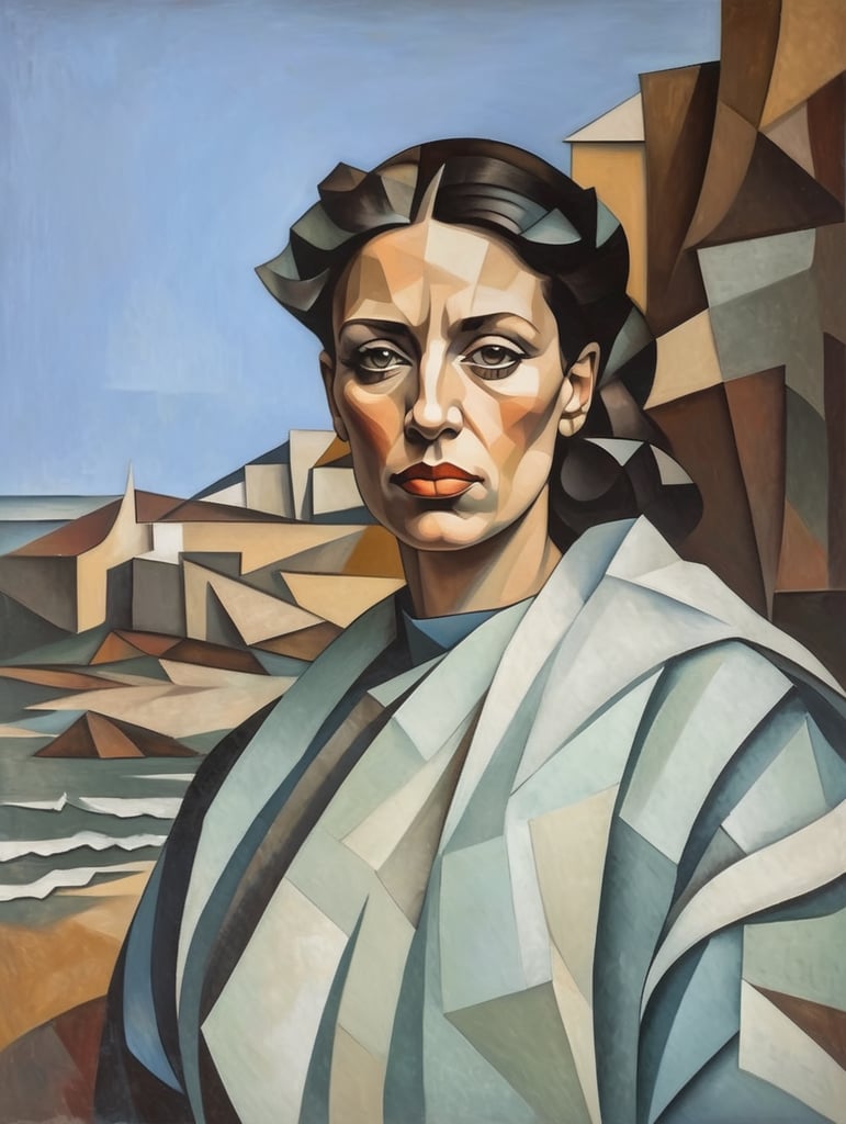 Premium Free ai Images | woman portrait cubism pablo picasso style