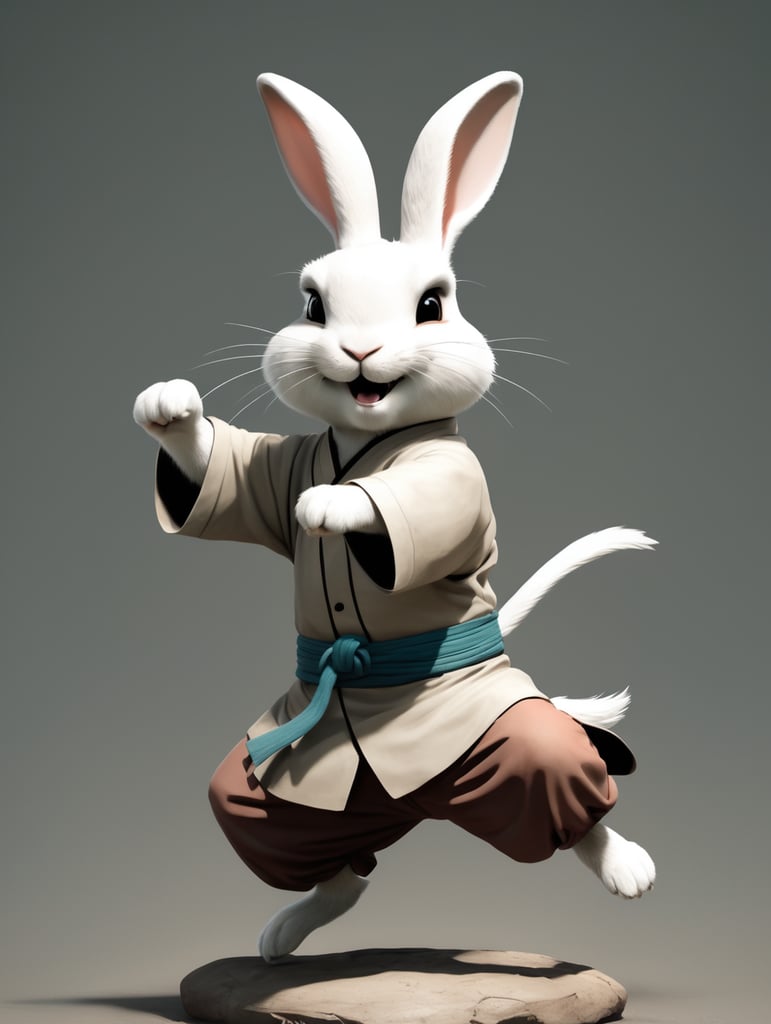 Premium Free ai Images | happy kung fu rabbit