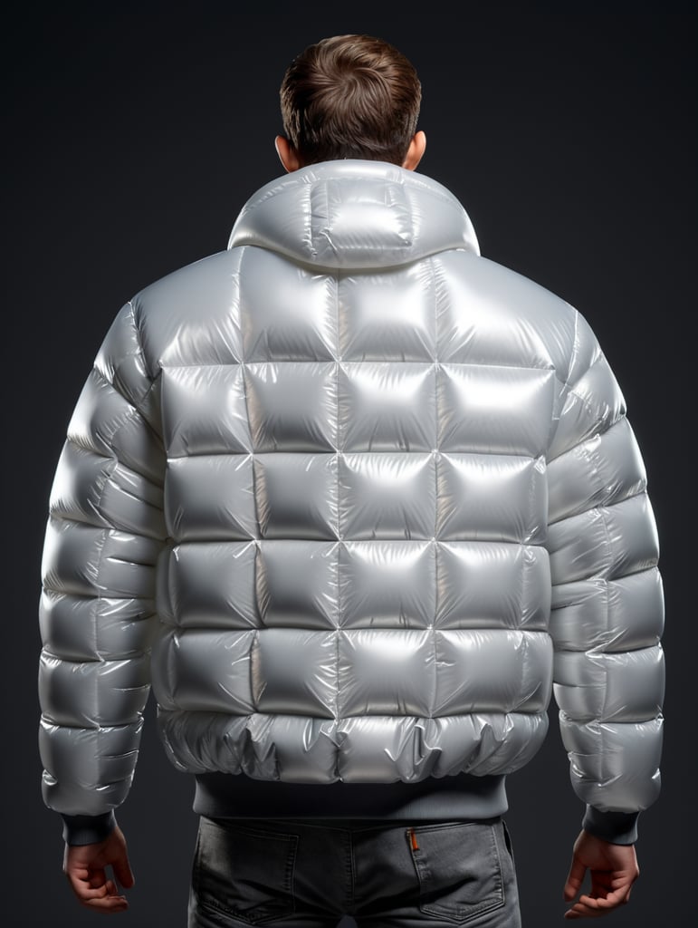 Premium Free ai Images | inflatable white minimalist mans puffer jacket ...